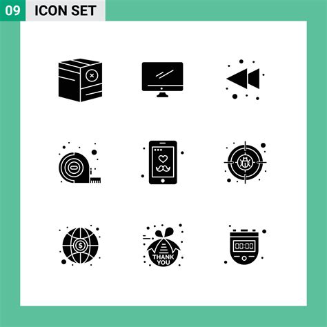 Pack Of 9 Modern Solid Glyphs Signs And Symbols For Web Print Media