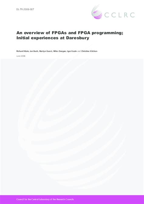 an overview of fpgas and fpga programming initial experiences at daresbury