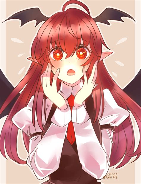 Safebooru 1girl Bat Wings Blush Bright Pupils D Flying Sweatdrops