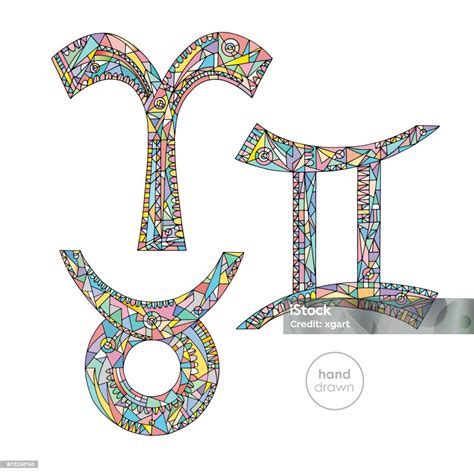 조디악 표지판 양자리 황소 자리 쌍둥이 자리를 설정합니다 별자리 파스텔 색상 컬렉션입니다 현대적인 스타일에 손으로 그린 기호입니다 점성 학 시리즈 벡터 일러스트 레이 션