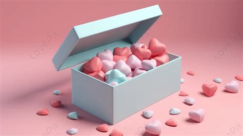 하트 모양으로 가득 찬 발렌타인 데이 사실적인 3d 파스텔 선물 상자가 2월 14일에 개봉됩니다 발렌타인 데이 배경 사실 배경 가득 배경 이미지 Hd 발렌타인 데이