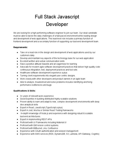 full stack javascript developer importatnt pdf