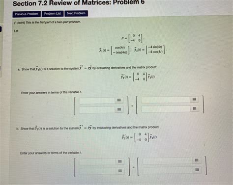 Solved Matrices Problem 6 Section 72 Review Of Previous