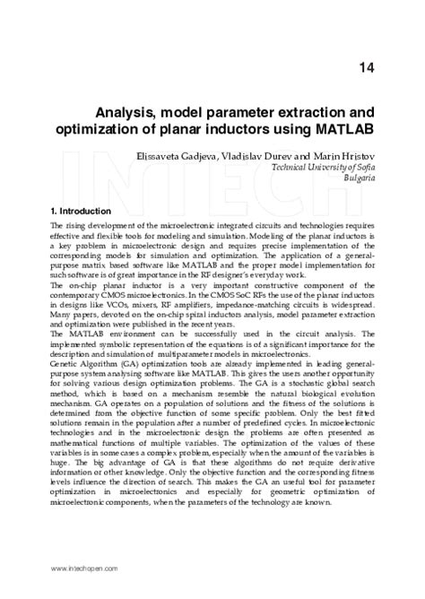 Pdf Analysis Model Parameter Extraction And Optimization Of Planar Inductors Using Matlab 277