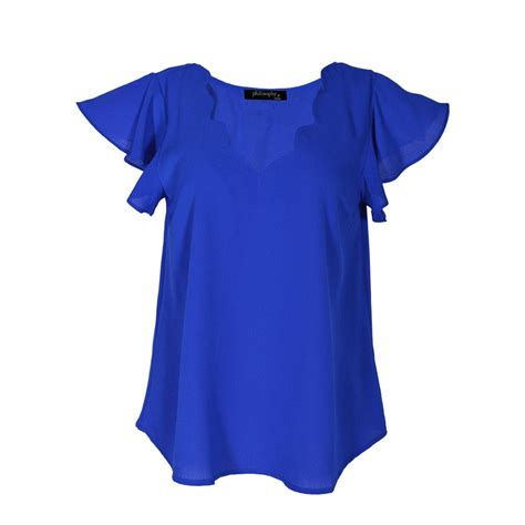Blusa Para Mujer Lisa Con Olanes Philosophy Talla Grande Color Azul