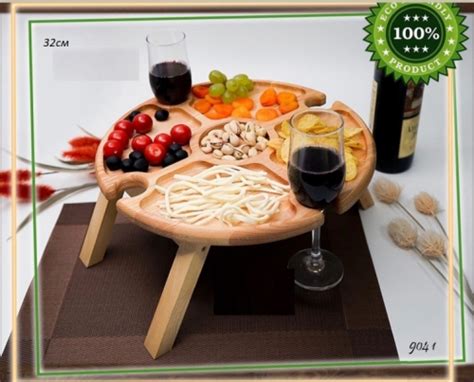 Винный столик менажница на ножках Столик для завтрака 32см