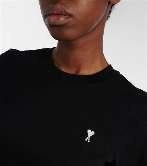 Ami De Cœur Cotton Jersey T Shirt In Black Ami Paris Mytheresa