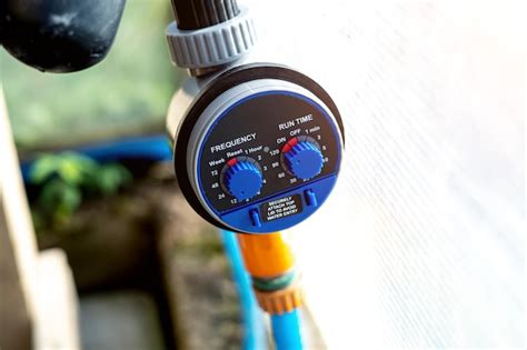 Premium Photo Drip Irrigation Timer Closeup Organic Farming