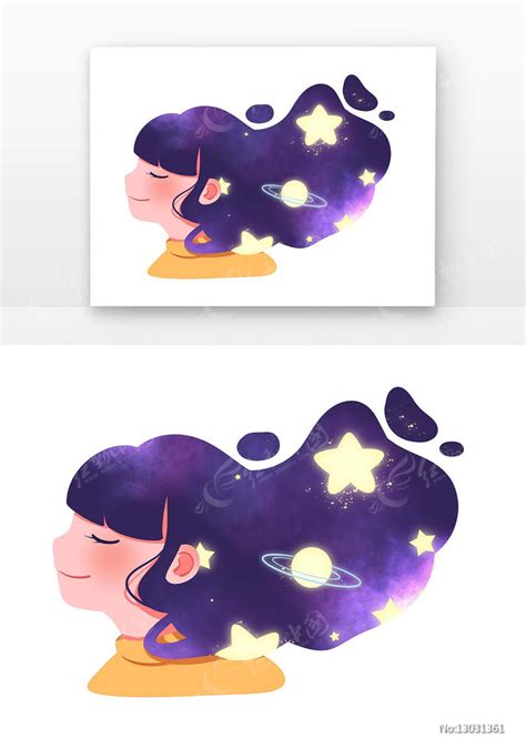 手绘女孩头上创意漫画图片下载 红动中国