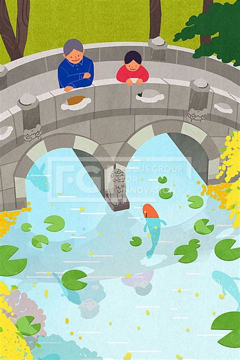 Pai140 프리진 일러스트 풍경 가족 봄 봄풍경 꽃 계절 시즌 식물 사람 가정 인물 캐릭터 웃음 미소 산책 나들이 행복 할아버지 노인