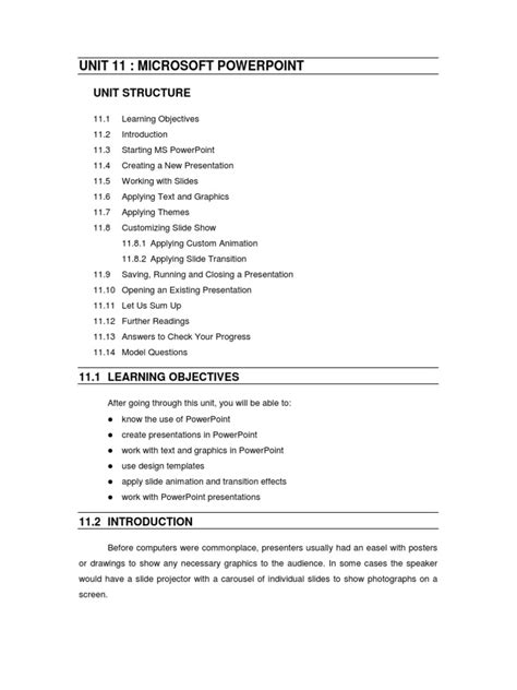 unit 11 microsoft powerpoint pdf microsoft power point typefaces