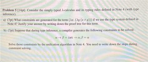 Solved Problem 5 14pt Consider The Simply Typed A Calculus