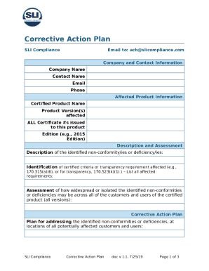 Corrective Action Doc Template PdfFiller