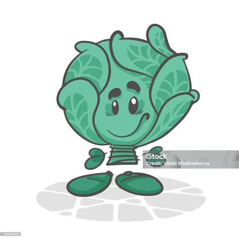 양배추 재미있는 야채 귀여운 만화 캐릭터 흰색 배경에 격리된 벡터 그림 0명에 대한 스톡 벡터 아트 및 기타 이미지 0명 건강한 생활방식 건강한 식생활 Istock