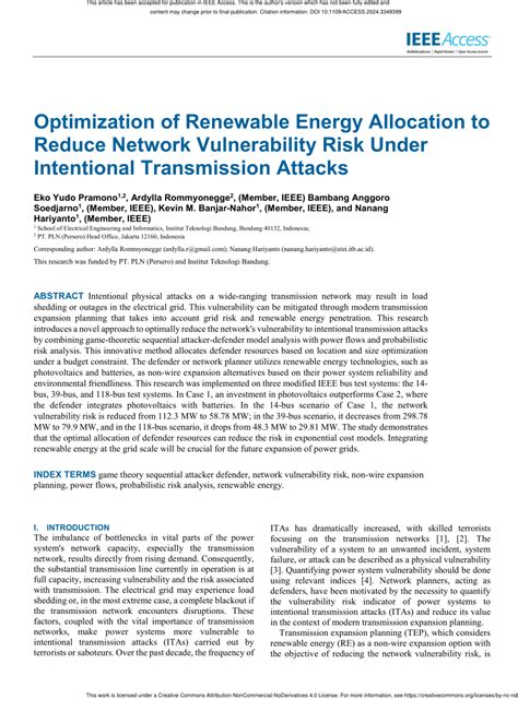 Pdf Optimization Of Renewable Energy Allocation To Reduce Network Vulnerability Risk Under
