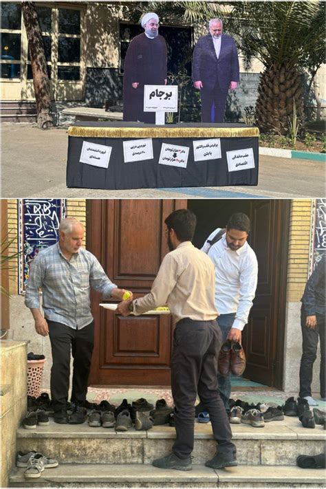 بالاترین بسیج دانشجویی دانشگاه امیرکبیر برای برجام با ماکت ظریف و روحانی مراسم ختم گرفت و گلابی