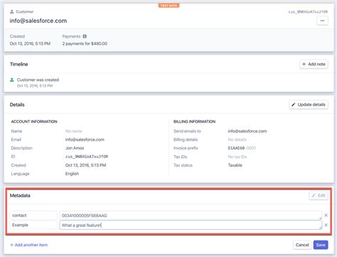 stripe metadata