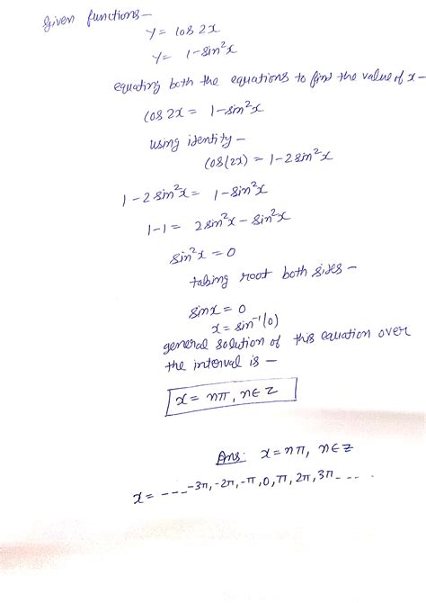 Solved At What X Values Do The Graphs Of The Functions Y Cos 2 X