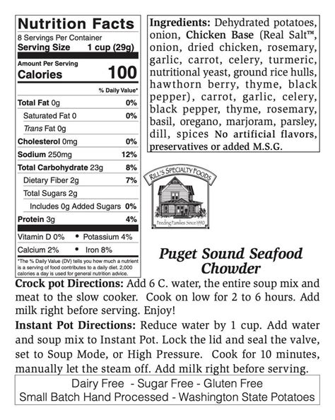 46 Large Puget Sound Seafood Chowder Mix Washington Fruit Place