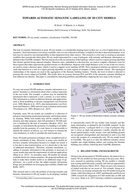 Pdf Towards Automatic Semantic Labelling Of 3d City Models