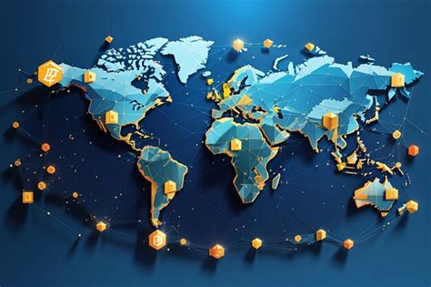 Premium Photo Polygon World Map With Blockchain Technology Peer To