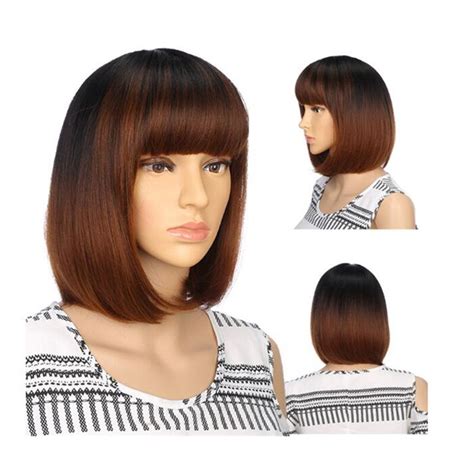 Hywamply 14 Classy Short Bob Wigs With Bangs Blac Grandado