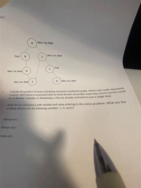Solved Consider The Problem Of Exam Scheduling Constraint