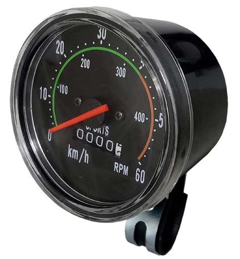 Classic Analog Bicycle Speedometer 80mm Black Gauge With Red Indicator Line And Drive