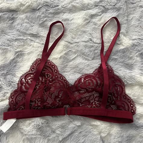 Red Maroon Lace Bralette Depop