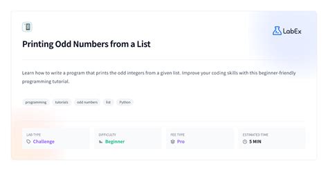 Printing Odd Numbers From A List Labex