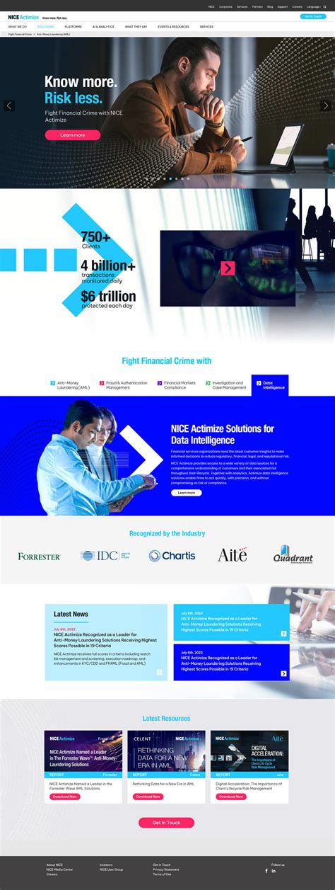 Lightmix Redesigns Corporate Website For Nice Actimize A Leading Aml Fraud Detection And