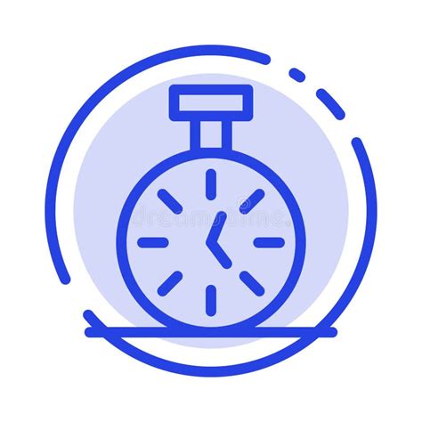 Stopwatch Time Timer Count Blue Dotted Line Line Icon Stock Vector