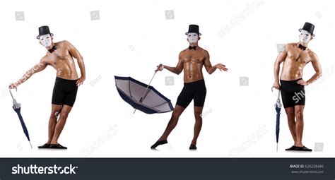 Naked Muscular Mime Isolated On White Stock Photo Shutterstock