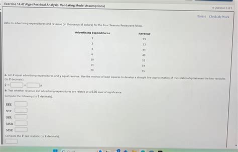 Solved Exercise 1447 ﻿algo Residual Analysis Validating