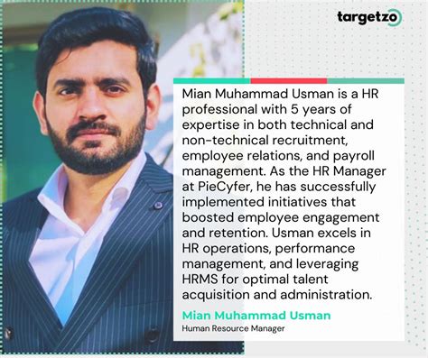 Targetzo On Linkedin Mian Muhammad Usman Is Currently The Hr Manager