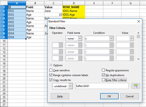 transpose row to row with columns english ask libreoffice