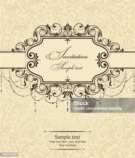 결혼식 초대 카드 바로크 스타일 빈티지 패턴입니다 레트로 빅토리아 장식입니다 꽃 요소와 프레임입니다 Empire에 대한 스톡 벡터 아트 및 기타 이미지 Istock