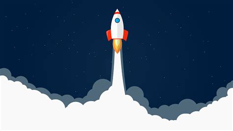 로켓 발사 벡터 일러스트레이션 화염과 연기로 로켓의 시작 별이있는 어두운 파란색 배경입니다 별에 버스를 타고 Eps10 벡터 로켓에 대한 스톡 벡터 아트 및 기타 이미지