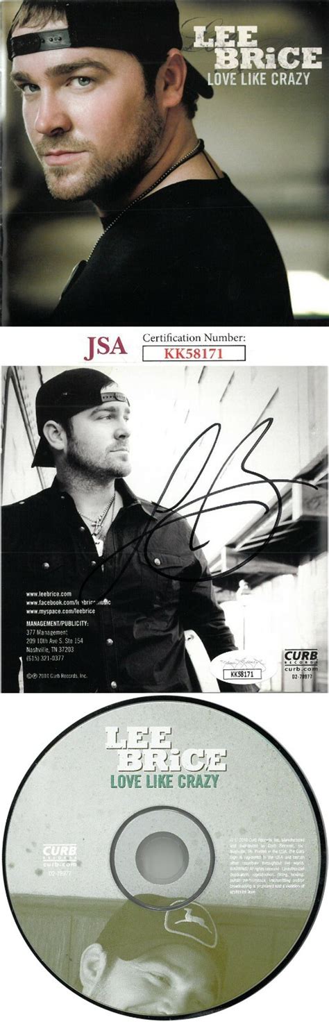 Lee Brice Signed 2010 Love Like Crazy Album Inside Cover And Cd W Case