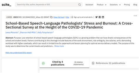 School Based Speech Language Pathologists Stress And Burnout A Cross