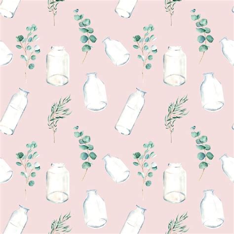 Premium Photo Seamless Watercolor Pattern With Eucalyptus Branches