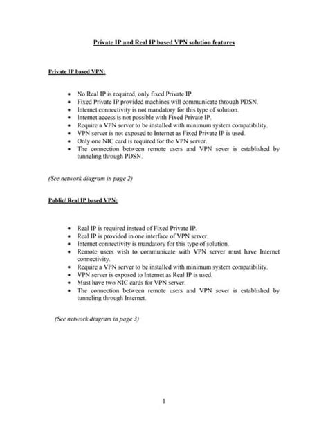 Private Ip And Real Ip Based Vpn Solution Features Pdf