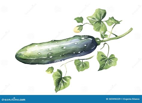 Cucumber Watercolor Illustration Sketch Drawing Style Clipart 332726701