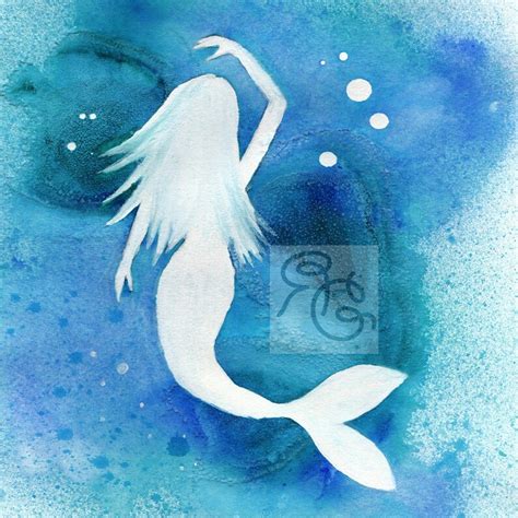 Watercolor Mermaid Abstract Mermaid Silhouette Ocean Art Etsy