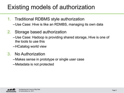 Apache Hive Authorization Models Ppt