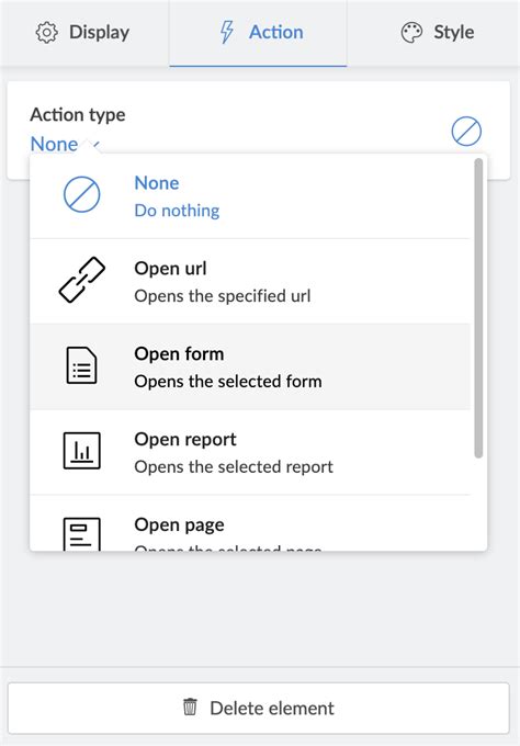 Associate Open Form Action To A Text Displayed In A Panel Zoho