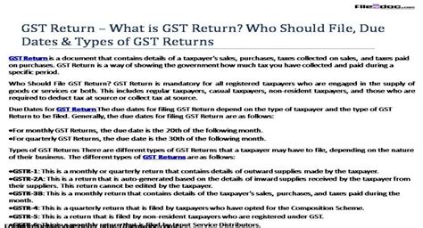 Free Download Gst Return What Is Gst Return Who Should File Due Dates