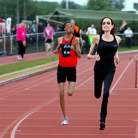 Angelina Jolie Running Track And Field High Definition Stable Diffusion