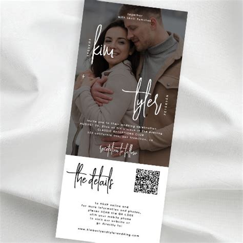 Photo All In One QR Code Rsvp Details Wedding Invitation Zazzle