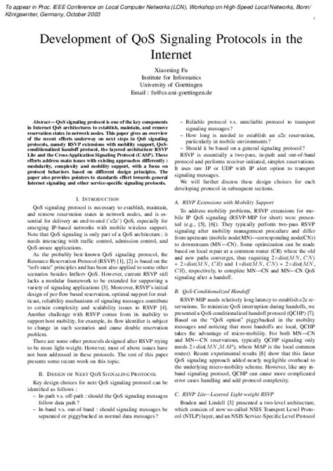Pdf Development Of Qos Signaling Protocols In The Internet